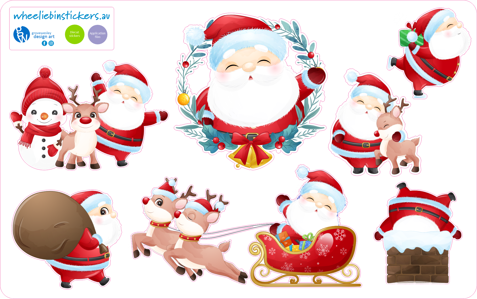 Cute santa pack of stickers – Grove Wesley Design Art