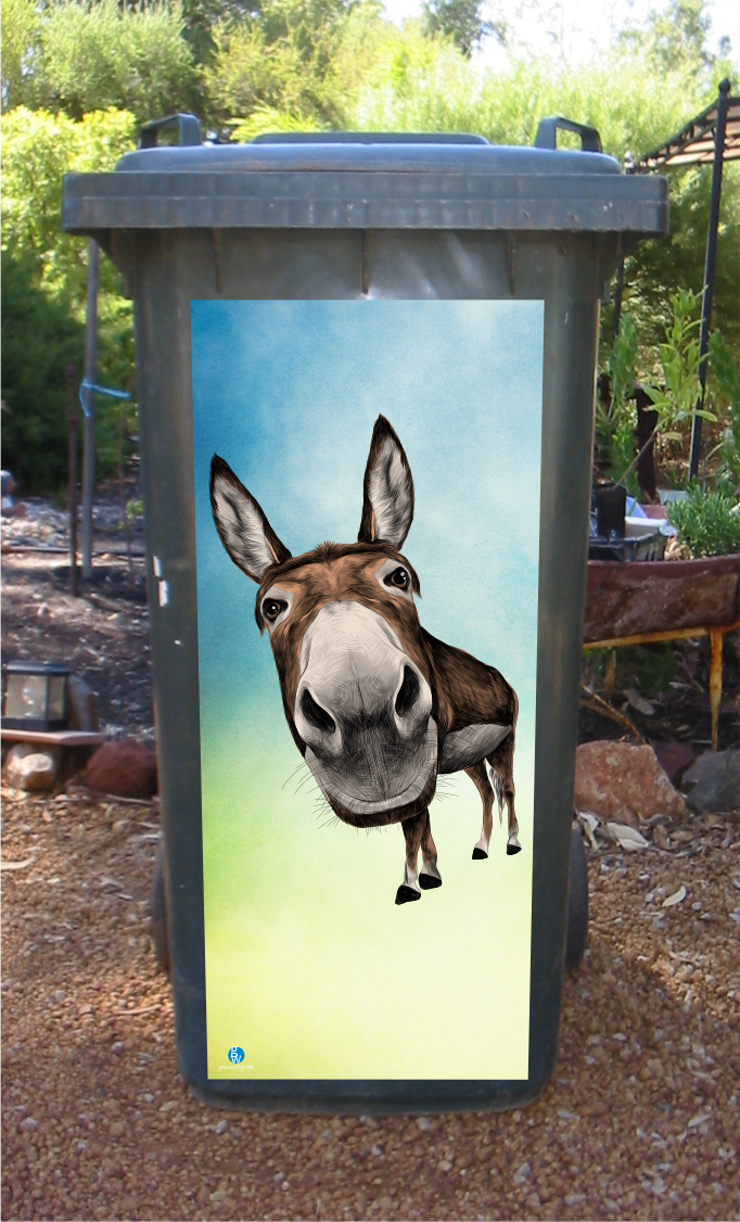 Donkey wheelie bin sticker – Grove Wesley Design Art