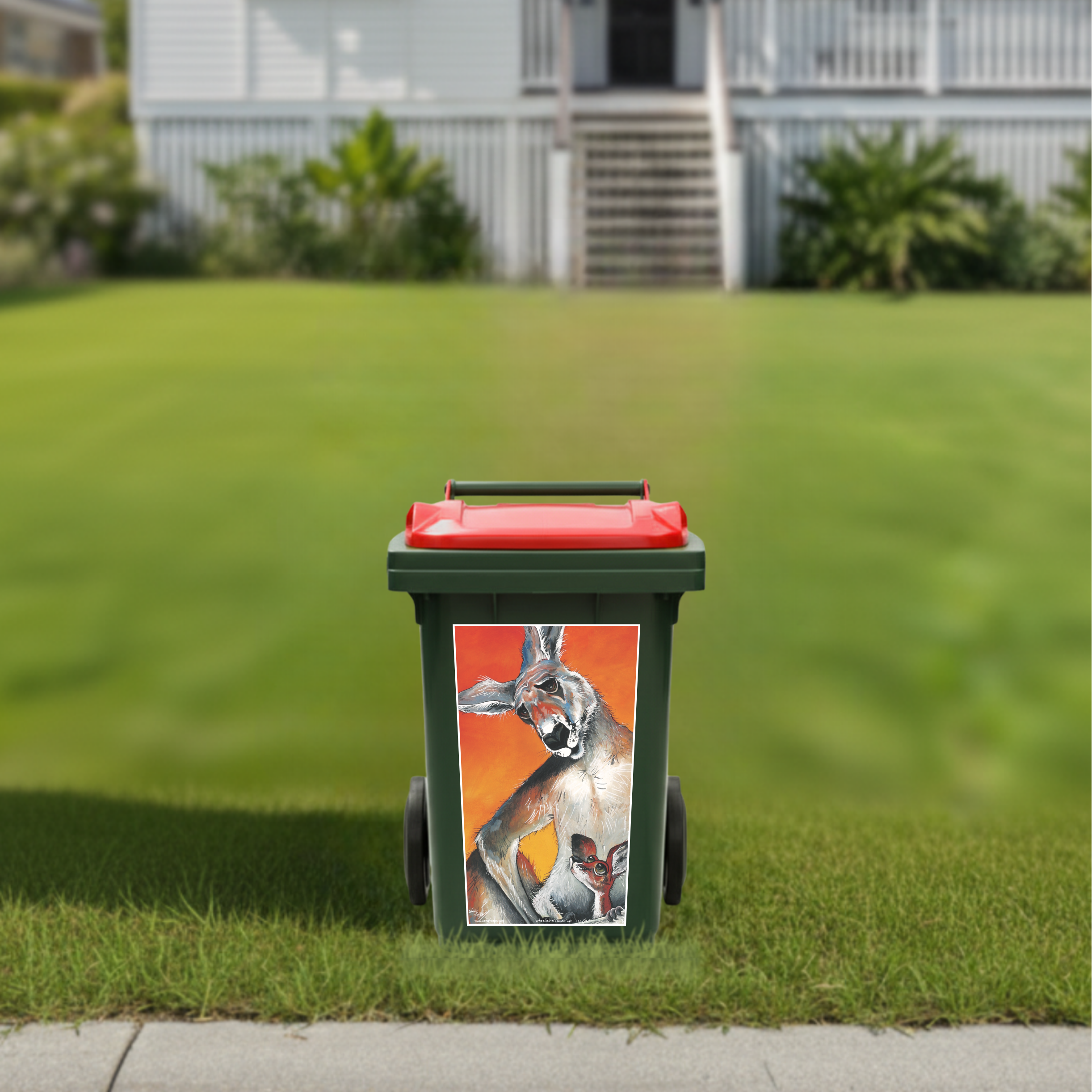 Kangaroo wheelie bin sticker – Grove Wesley Design Art