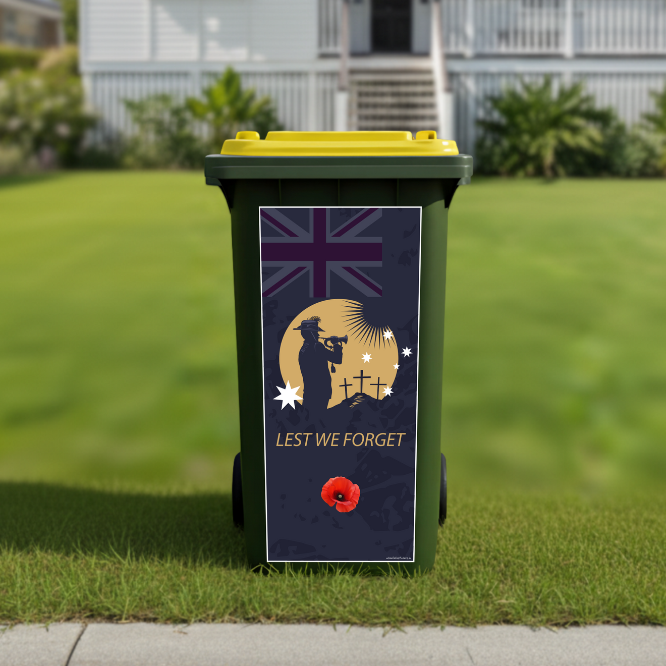 Soldier bugle wheelie bin sticker – Grove Wesley Design Art