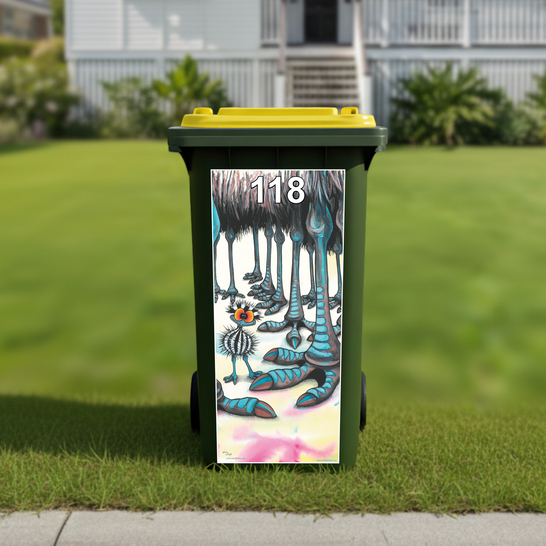 Where's stripey wheelie bin sticker – Grove Wesley Design Art