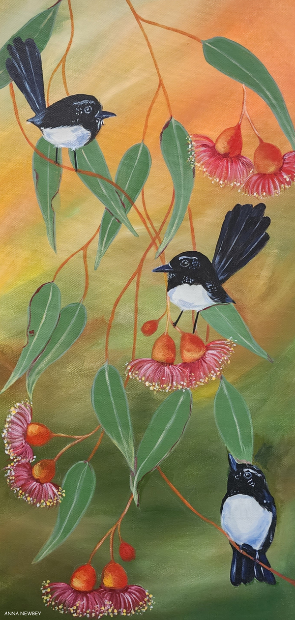 Willy wagtail garden art panel – Grove Wesley Design Art